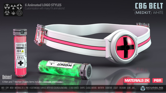Second Life Marketplace - BELT CB6 (MEDKIT WHITE + PBR) [Neurolab Inc ...
